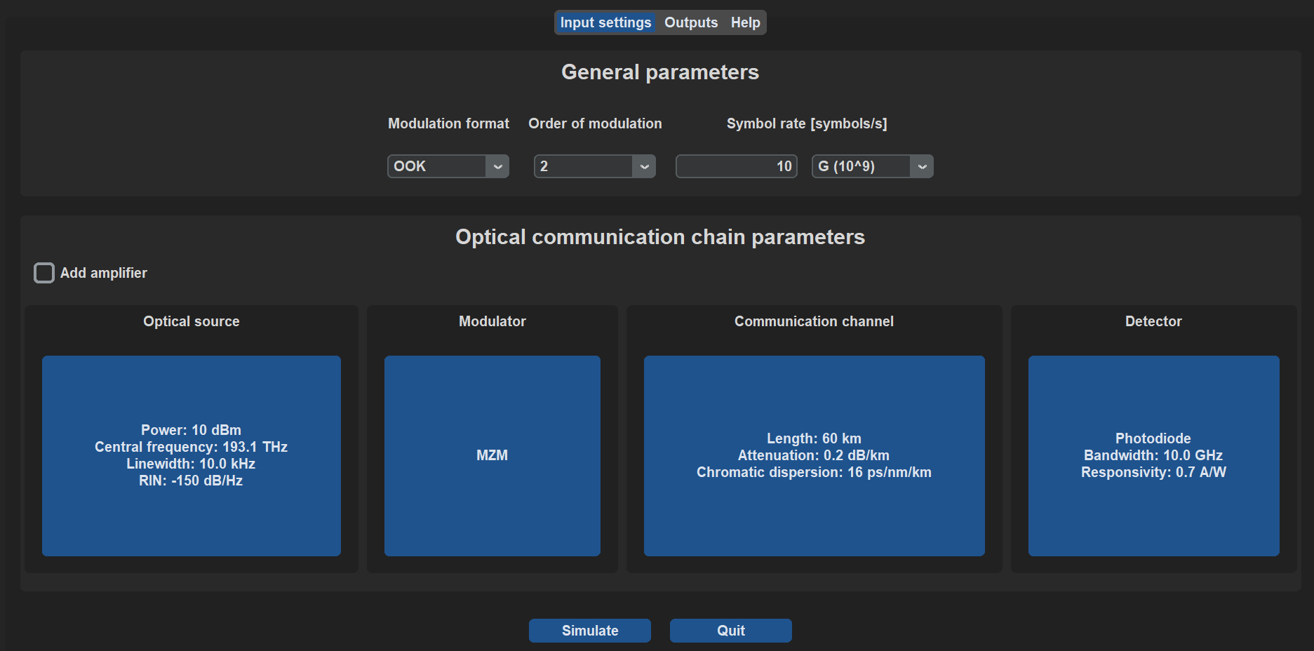 Screenshots - Optical simulation